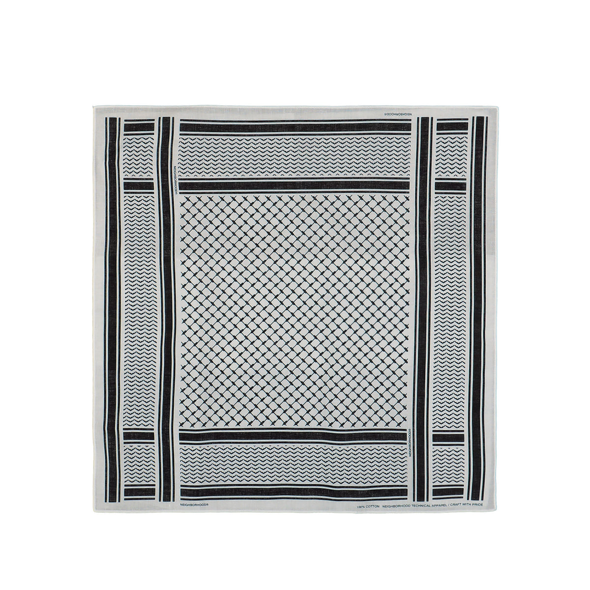 Neighborhood Shemagh Pattern Bandana 251BXNH-AC02 / White / Black ...