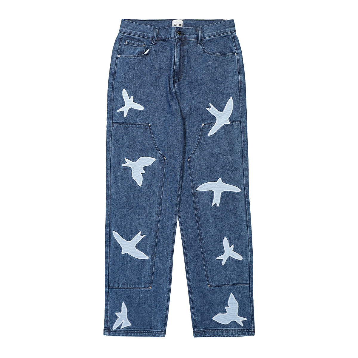 Arte Antwerp Parker Birds Pants AW23-005P / Washed Blue | OVERKILL
